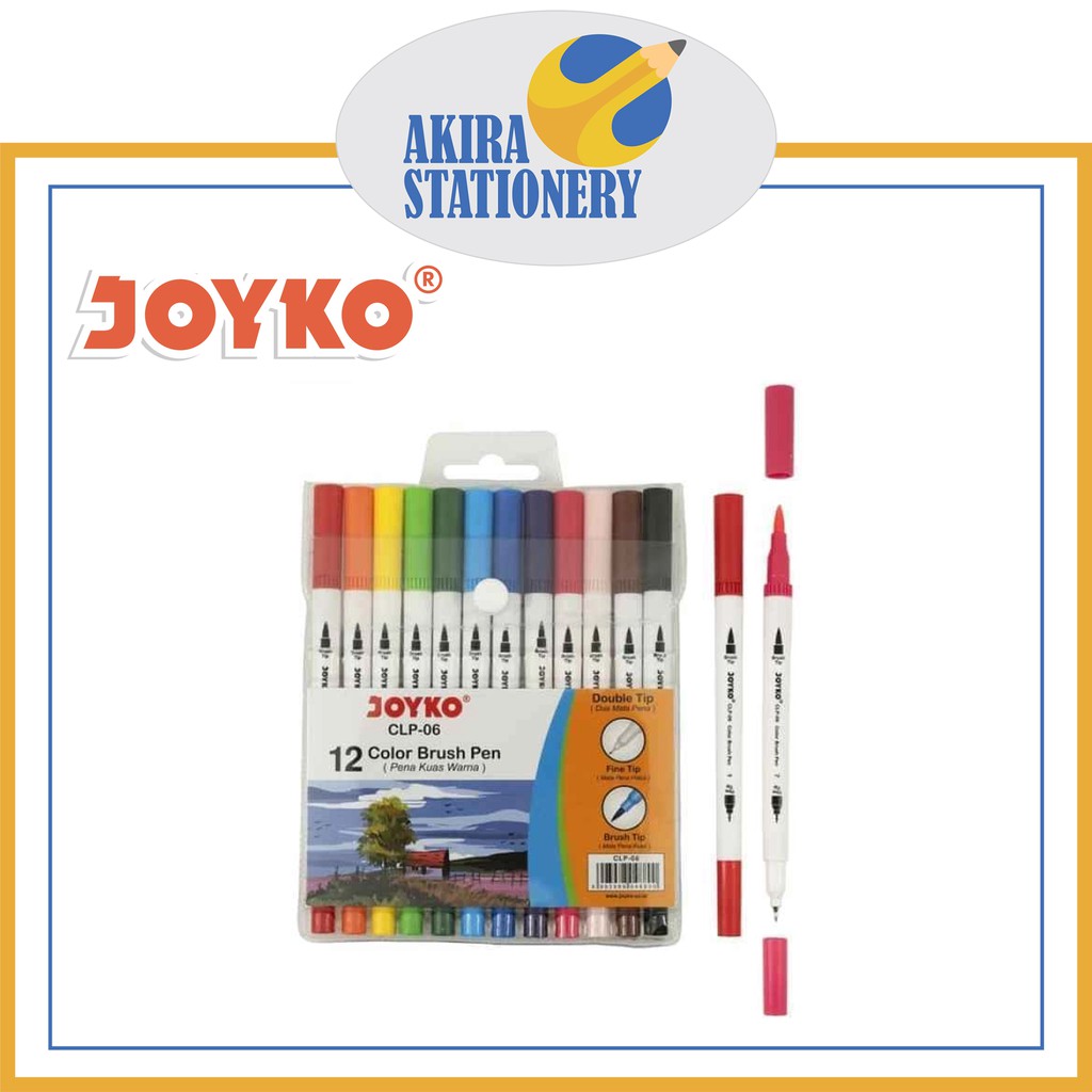 Jual Color Brush Pen JOYKO CLP 06 / Pena Kuas Warna JOYKO CLP-06 - 12 W / Double Tip Set Pen SET ...