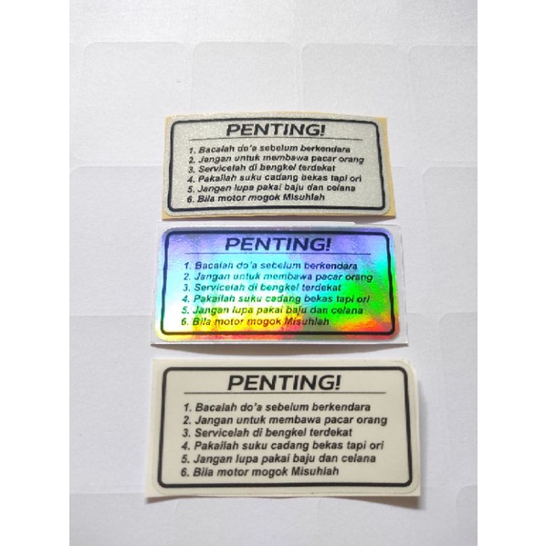 Jual STICKER PRINTCUTT WARNING PENTING MOTOR BERKUALITAS TERBAIK ...