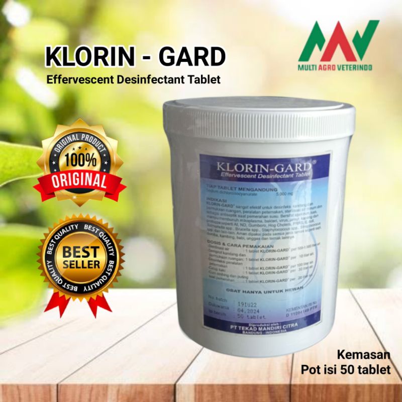 Jual KLORIN GARD 50 Tablet Desinfeksi kandang peralatan sterilisasi air ...