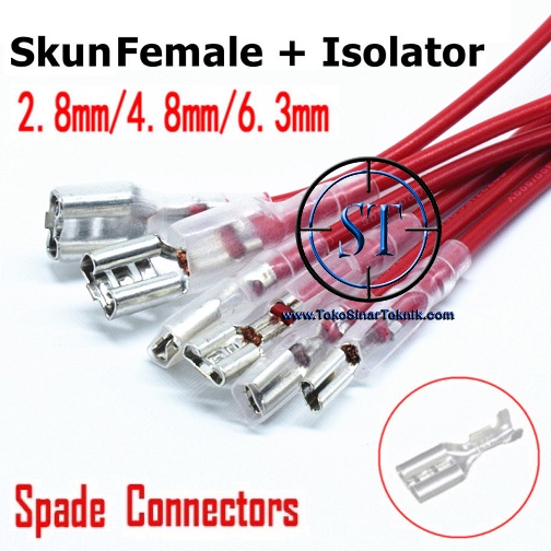 Jual Skun Female Terminal Isolator Insulated Spade Wire Kabel Merah ...