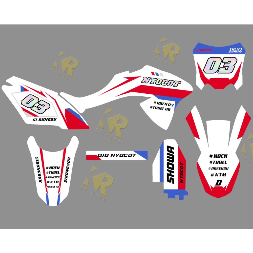 Jual Decal KLX / CRF / D-TRACKER 150 PREMIUM cutting nomor/nama ...