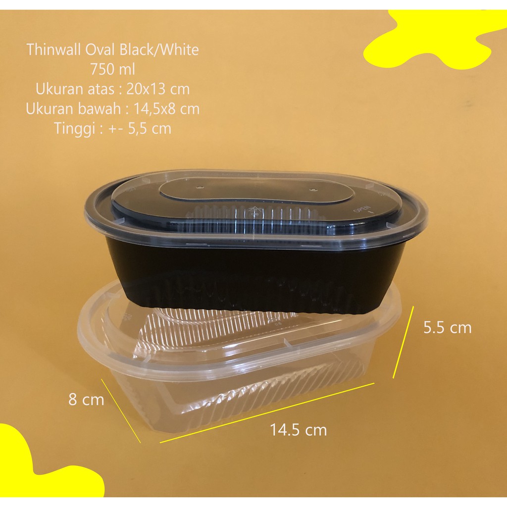 Jual Thinwall Wingoh 750 ml (25 pcs) | Food Container | Kemasan Plastik Thinwall Oval Food Grade ...