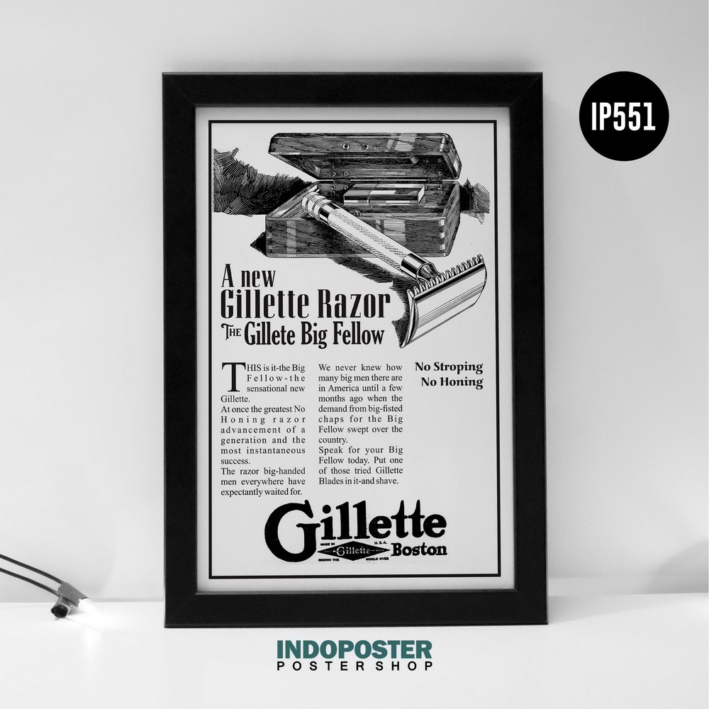 Jual Poster Barbershop Gillette Vintage Ads 03 A2 60X40cm | Shopee ...