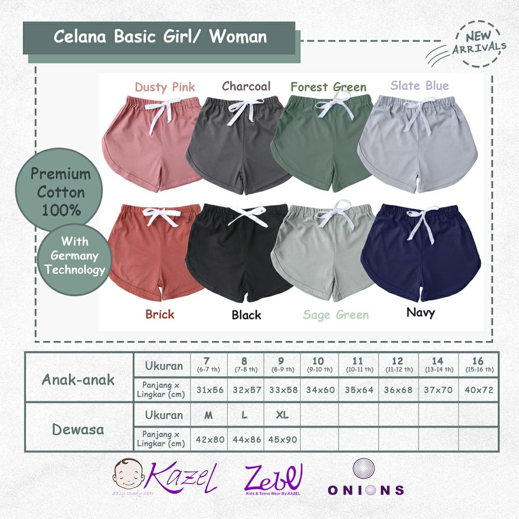 Jual Celana Pendek Premium Dewasa Zebe x Onions Basic Short Girl By Kazel Jobel Part 2 CBKS ...