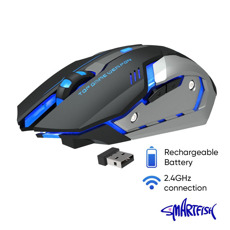 Jual Smartfish Gaming Mouse Wireless Rechargeable 1600DPI | Shopee ...