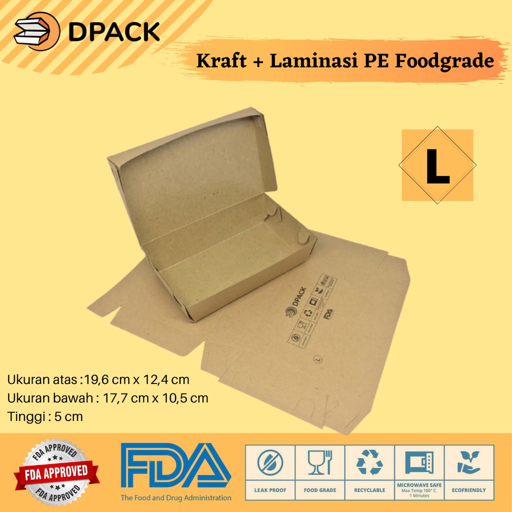 Jual PAPER LUNCH BOX BAHAN KRAFT / KRAFT FULL LAMINASI SIZE S, M & L | Shopee Indonesia