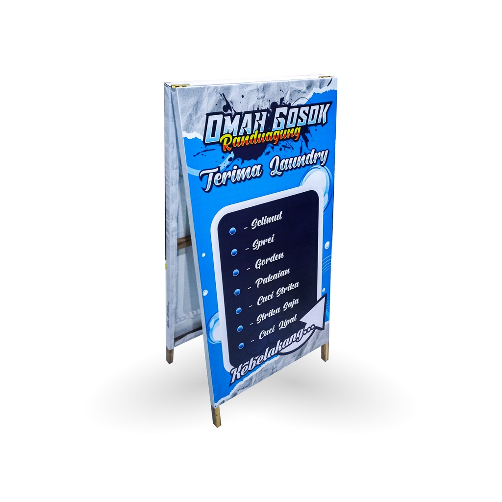 Jual Standing Banner Kayu Segitiga [Rangka + Banner Terpasang] 2 sisi ...