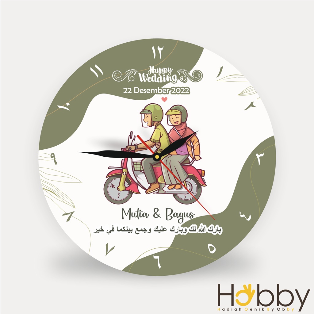 Jual JAM DINDING CUSTOM UNIK NAMA CARTOON KADO WEDDING KAYU HAMPERS ...