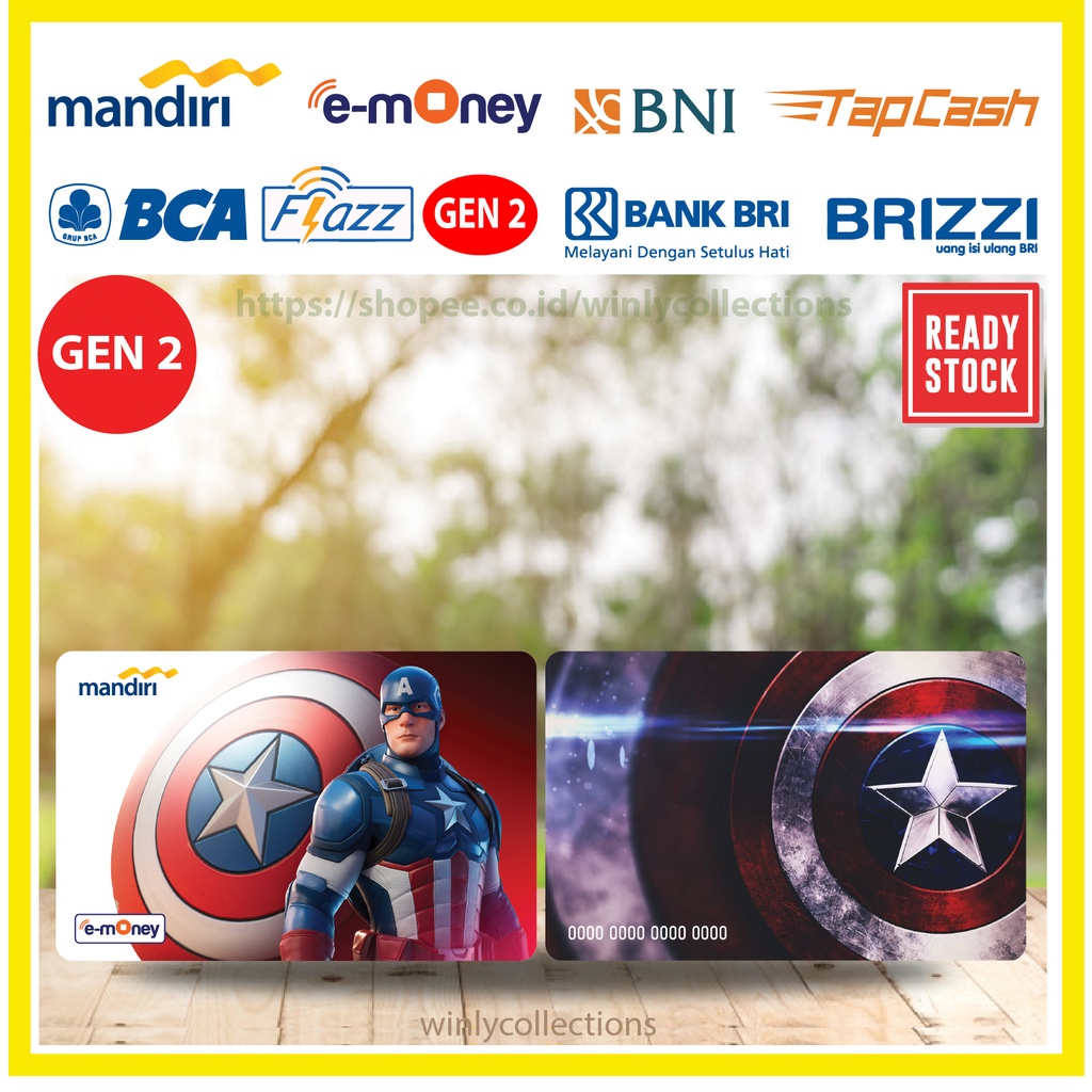 Jual KARTU EMONEY ETOLL SUPERHERO AVENGER CAPTAIN AMERICA MANDIRI FLAZZ ...
