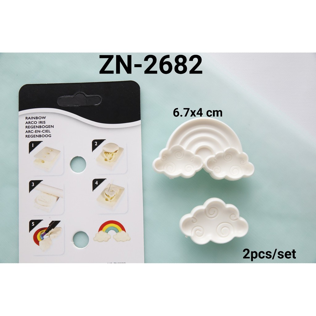 Jual ZN-2682 Cutter embosser cetakan fondant cookie cutter awan rainbow ...