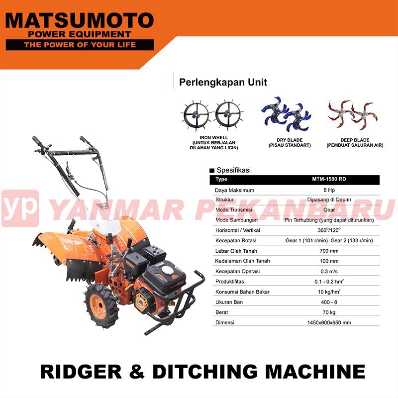 Jual Mesin Bajak Sawah / Traktor Tangan / Mini Tiller MTM 1580 RD ...