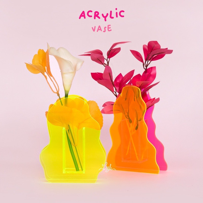 Jual Acrylic vase | Vas bunga akrilik neon | Shopee Indonesia