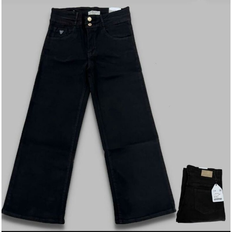 Jual CELANA JEANS KULOT WARNA HITAM Sz 28-34 | Shopee Indonesia