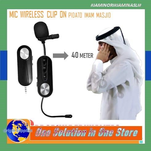 Jual Microphone Wireless Clip on Imam Masjid uhf Presentasi Tour Guide ...