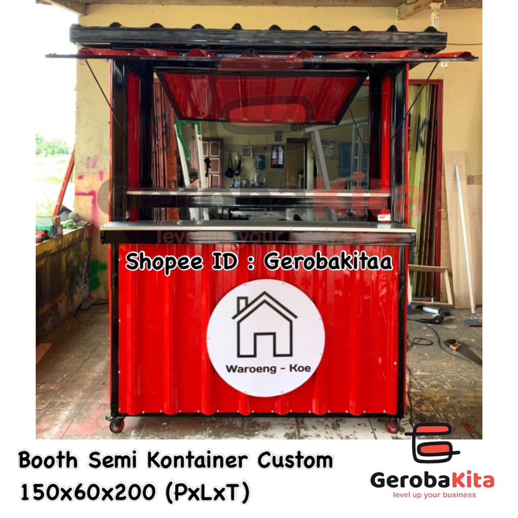 Jual booth semi container custom meja susun/ gerobak meja susun/ booth ...
