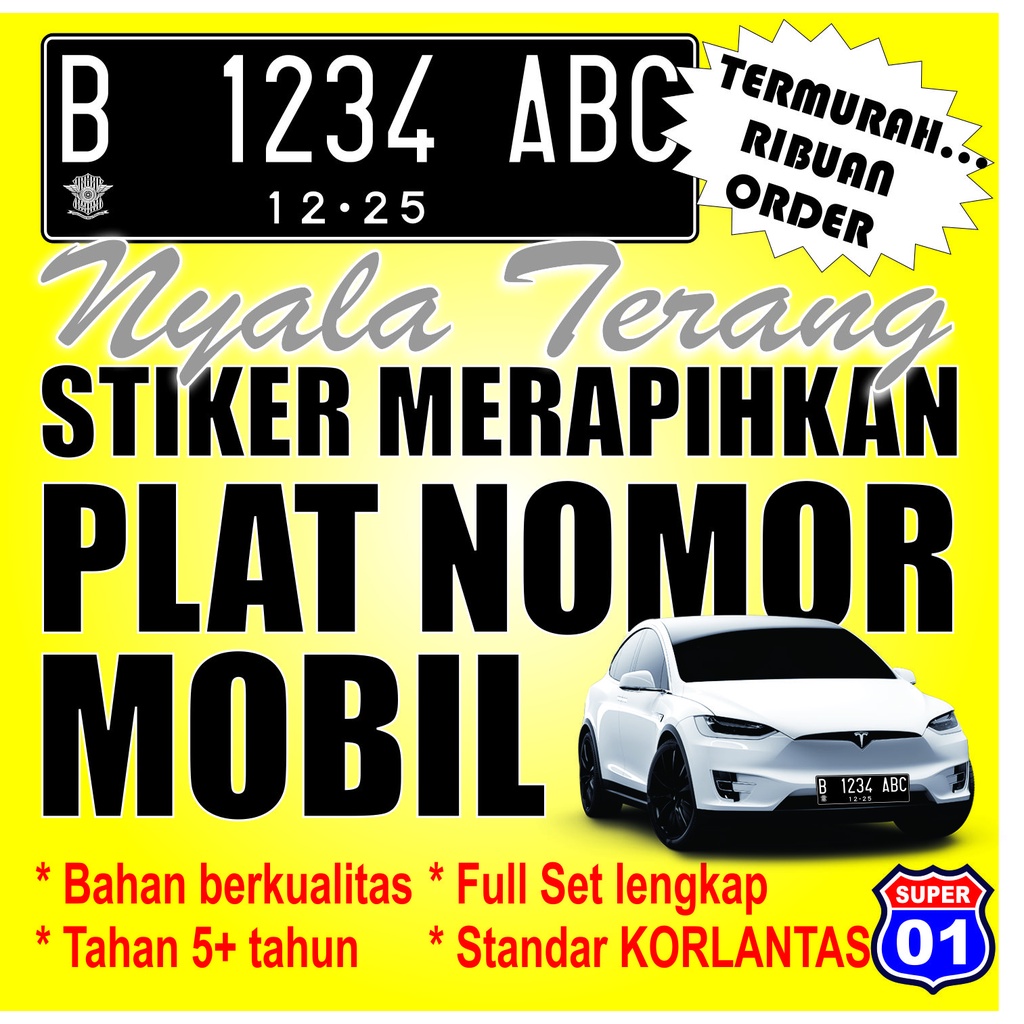 Jual Stiker/sticker Plat Nomor Mobil Font Baru/Lama Huruf dan Angka ...