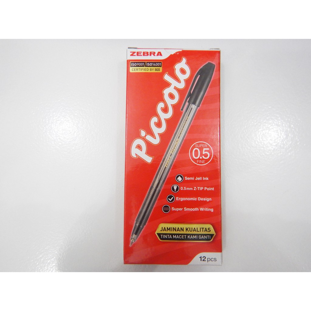 Jual BALLPOINT, BOLPEN, POLPEN, PULPEN PICCOLO 0.5 ZEBRA HITAM/MERAH ...