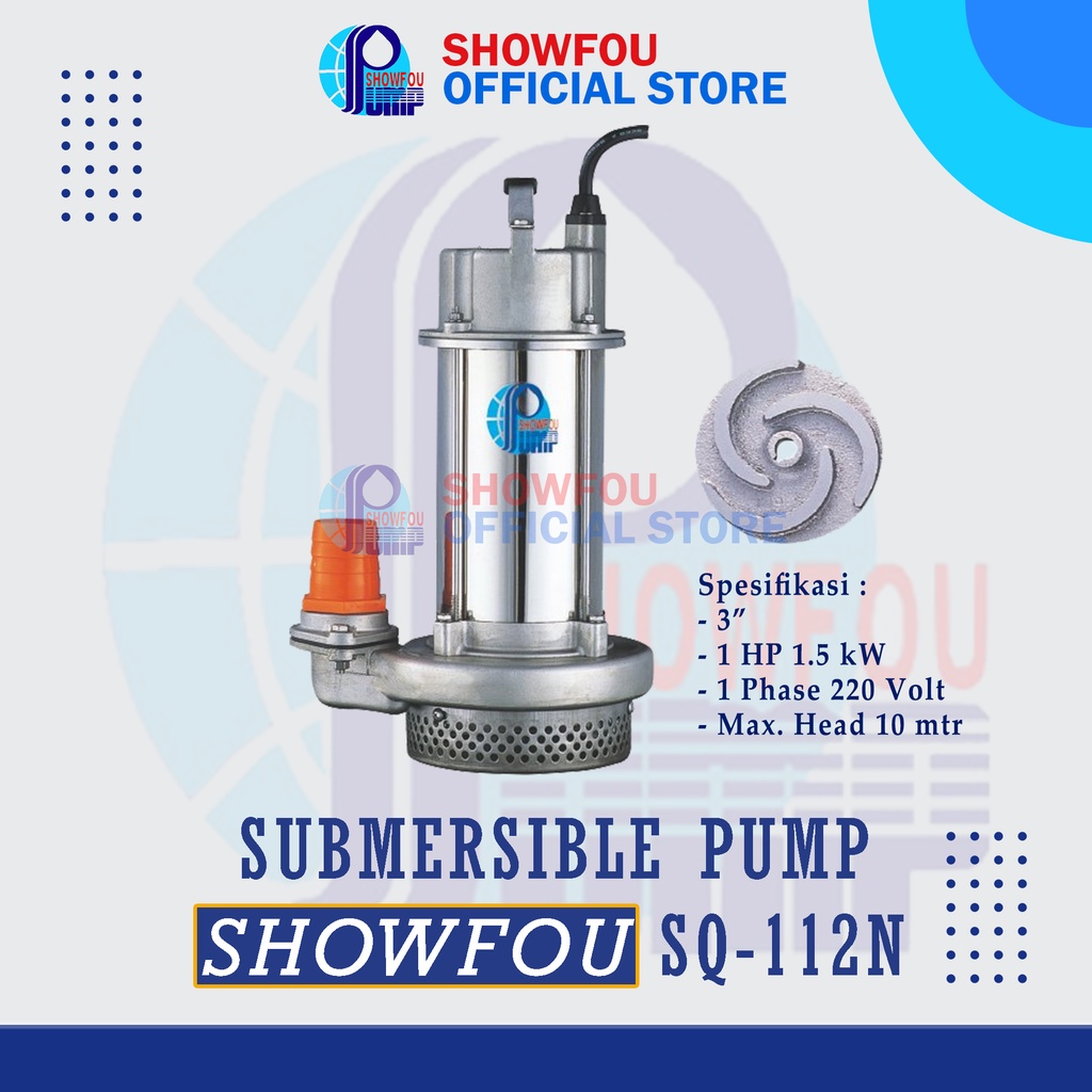 Jual SHOWFOU SUBMERSIBLE PUMP SQ-112N 1 HP 1 Phase 0.75 kWatt 3" Inch ...