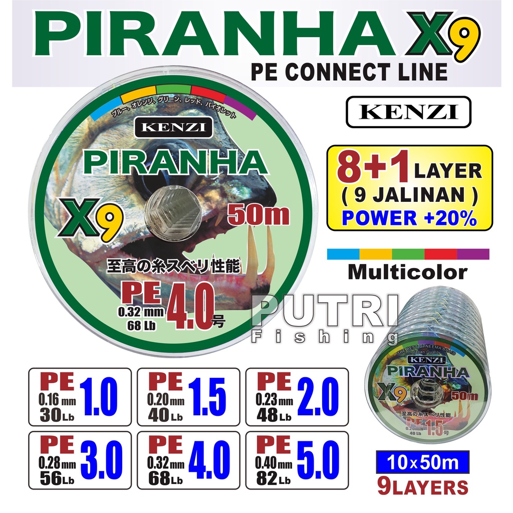 Jual senar PE KENZI PIRANHA X9 50m 10x50m | Shopee Indonesia