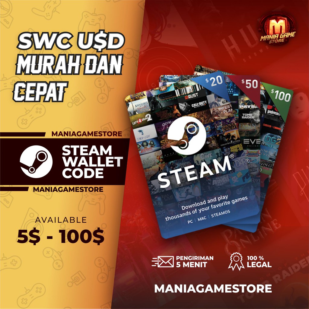 Jual [PROSES 5 MENIT] Steam Wallet Code USD 5$- 100$ LEGAL RESMI ...