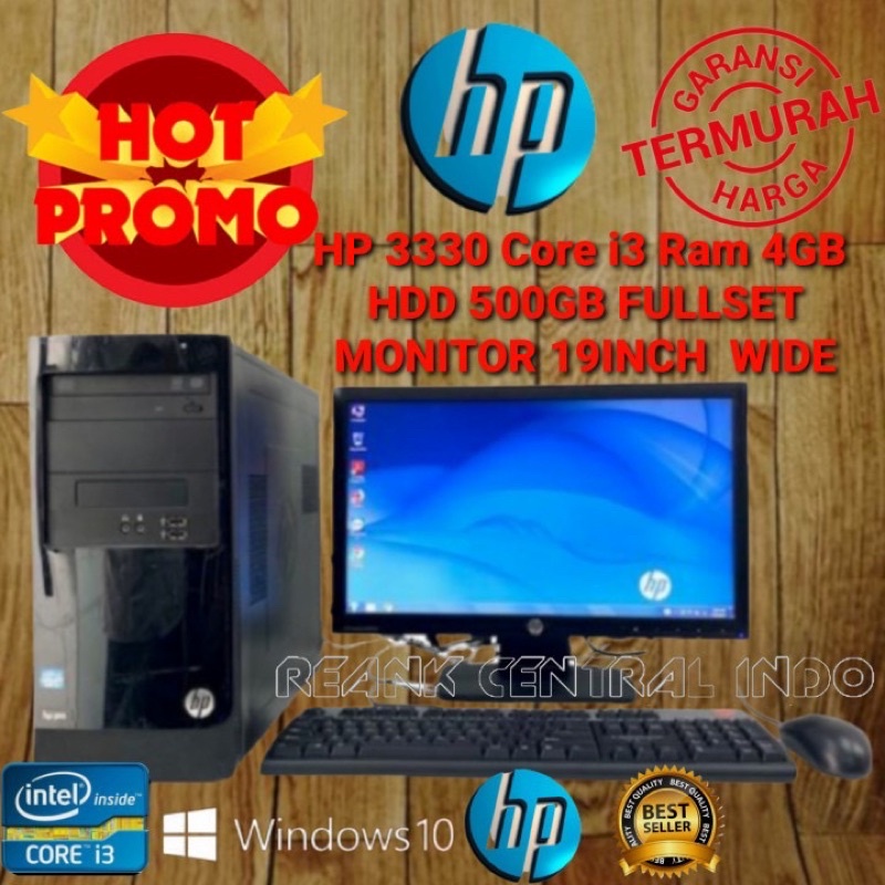 Jual CPU FULL SET CORE i3 RAM 4GB HARDISK 500GB MONITOR 19INCH WIDE ...