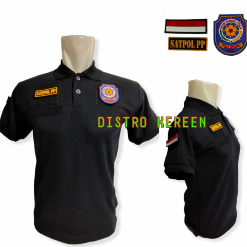 Jual Kaos Satpol PP logo tulisanan Velcro Bisa pasang Copot Emblem ...
