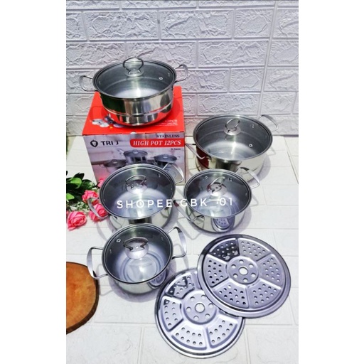 Jual COD 2 KG HIGH POT SET PANCI KUKUSAN STEAMER HIGHPOT TRI J PANCI ...