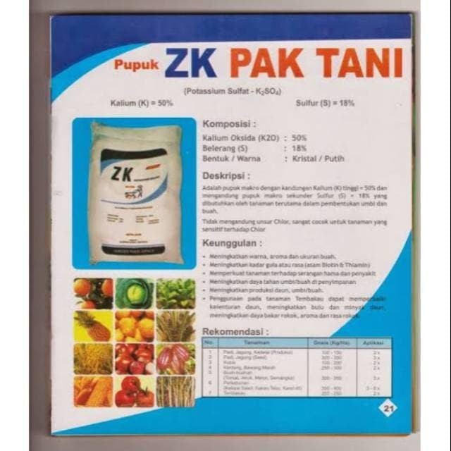 Jual Pupuk SOP Kalium Sulfat K2SO4 / Pupuk ZK – 50 kg PAK TANI | Shopee ...