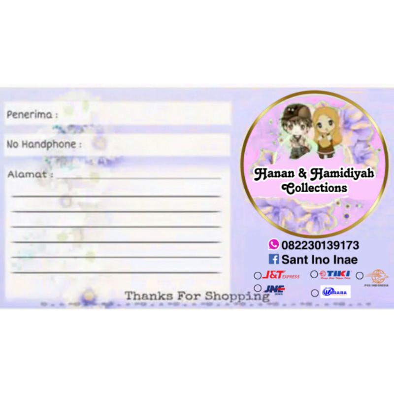 Jual Label pengiriman online shop / barang / makanan bisa custom ...