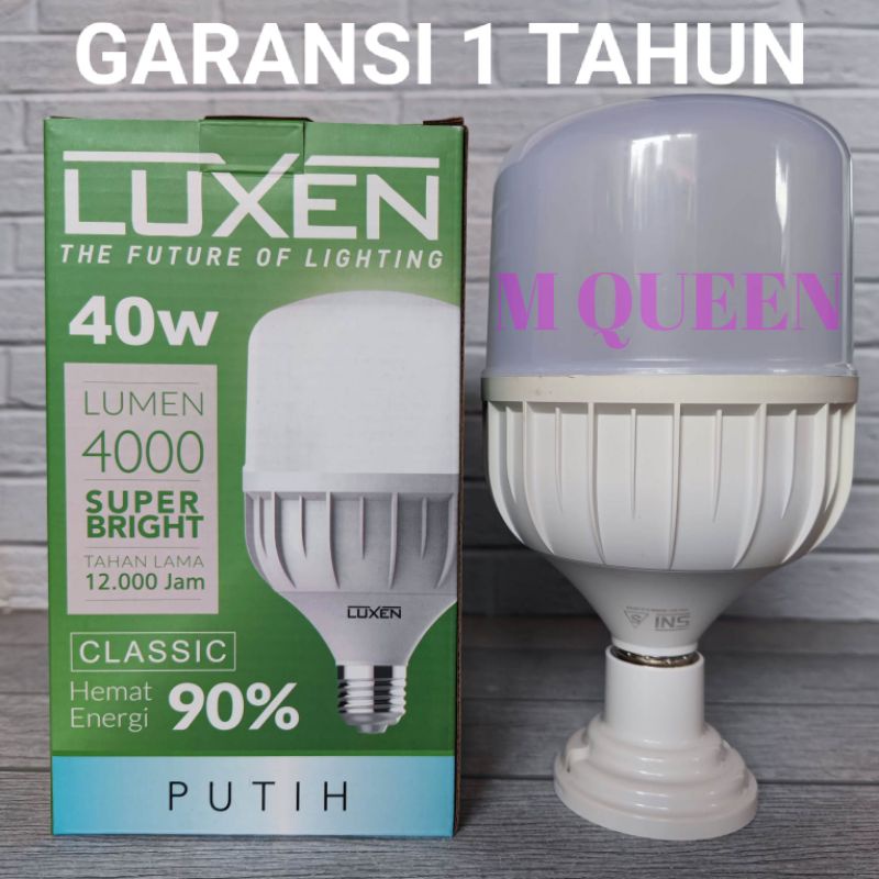 Jual LUXEN LAMPU LED CLASSIC 40W 40 WATT CAHAYA PUTIH 6500K GARANSI 1 ...