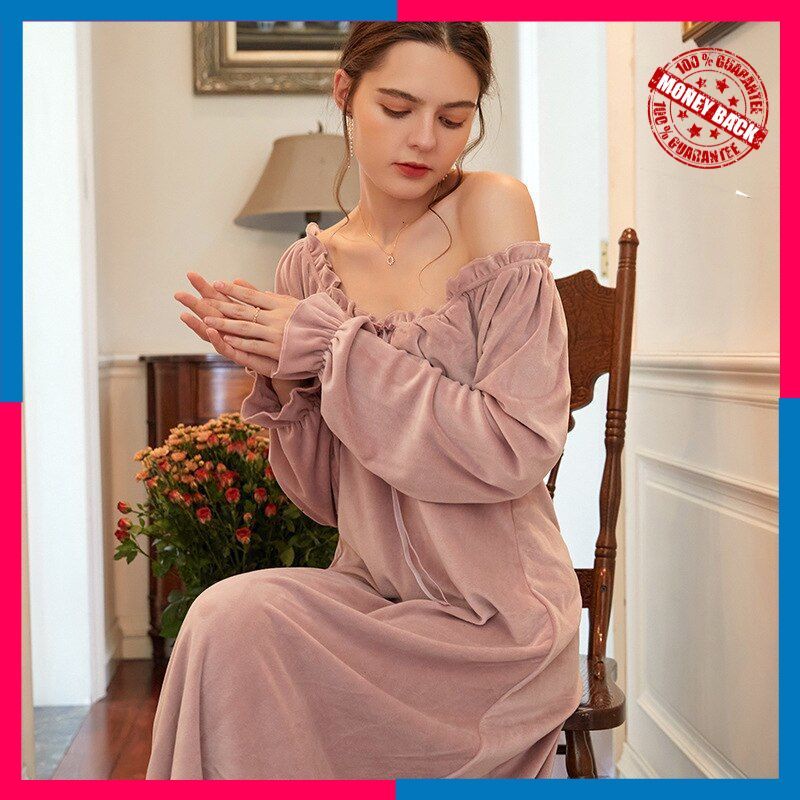 Jual Gaun Tidur Panjang Wanita Winter Nightgown Women Night Wear Sleep ...