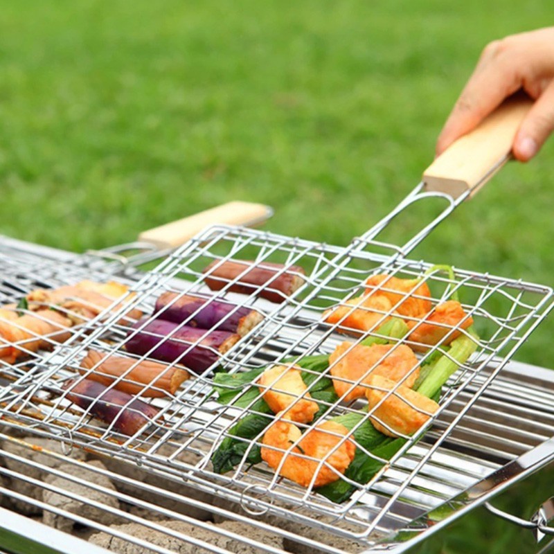 Jual Alat Panggang Jepit BBQ / Ikan / Ayam / Sosis / Dengan Pegangan ...