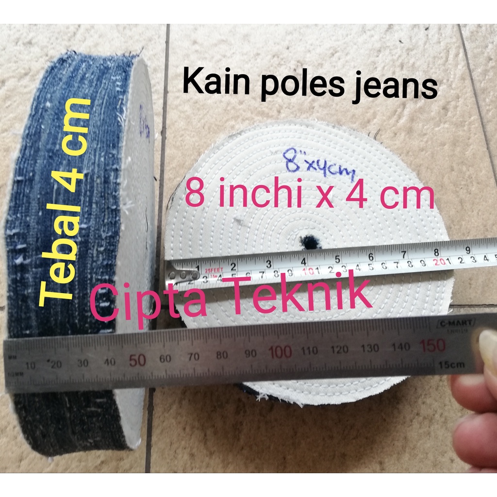 Jual Kain Poles 8 inchi x 4 cm Jeans - Roda Buffing Levis 8inchi x 4cm ...