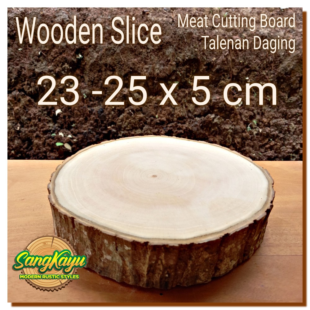 Jual TALENAN KAYU || Kayu Wood slice 23-25x5cm talenan daging tebal 5 ...