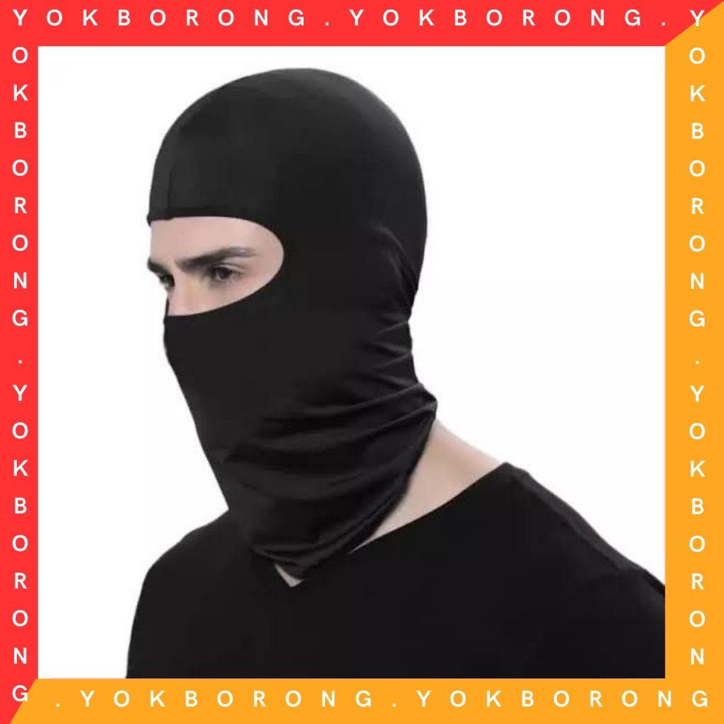 Jual MASKER BUFF NINJA FULL FACE SPANDEX HITAM POLOS MOTOR HELM ...