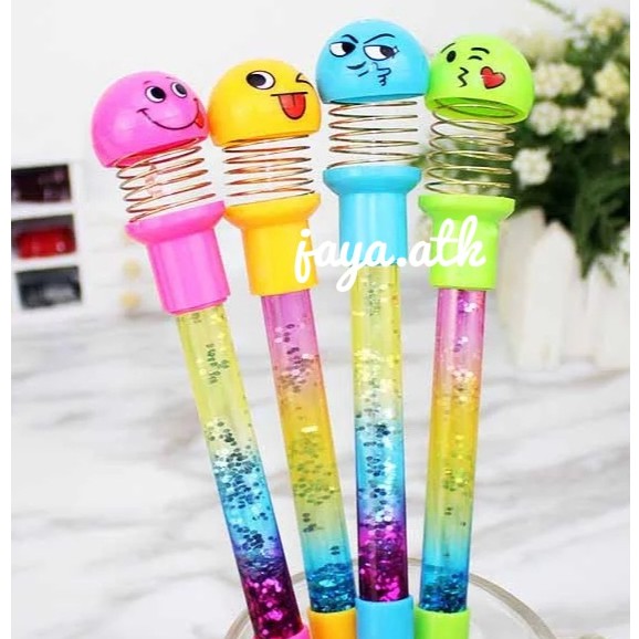 Jual PULPEN PER PULPEN GEL LUCU PULPEN GLITER AIR EMOJI SPRING DOLL ...