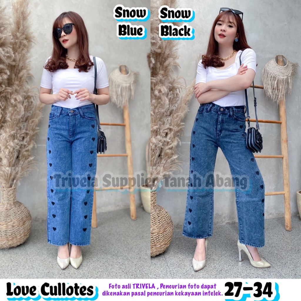 Jual Kulot Jeans Love Wanita / Love Cullotes / Kulot Love Jumbo / Kulot ...
