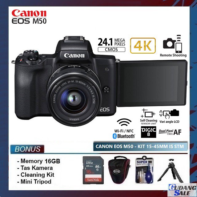 Jual [NEW] KAMERA CANON EOS M50 + LENSA KIT 15-45MM IS STM WiFi ...