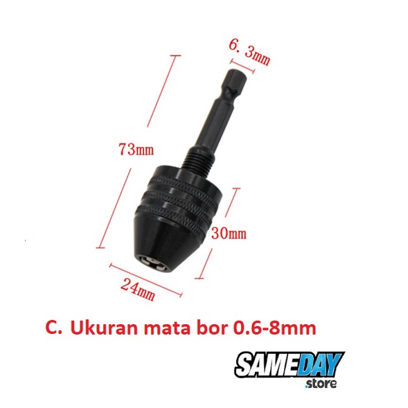 Jual Keyless Quick Chuck Collet Mini Drill Kepala Bor Besar Hex ...