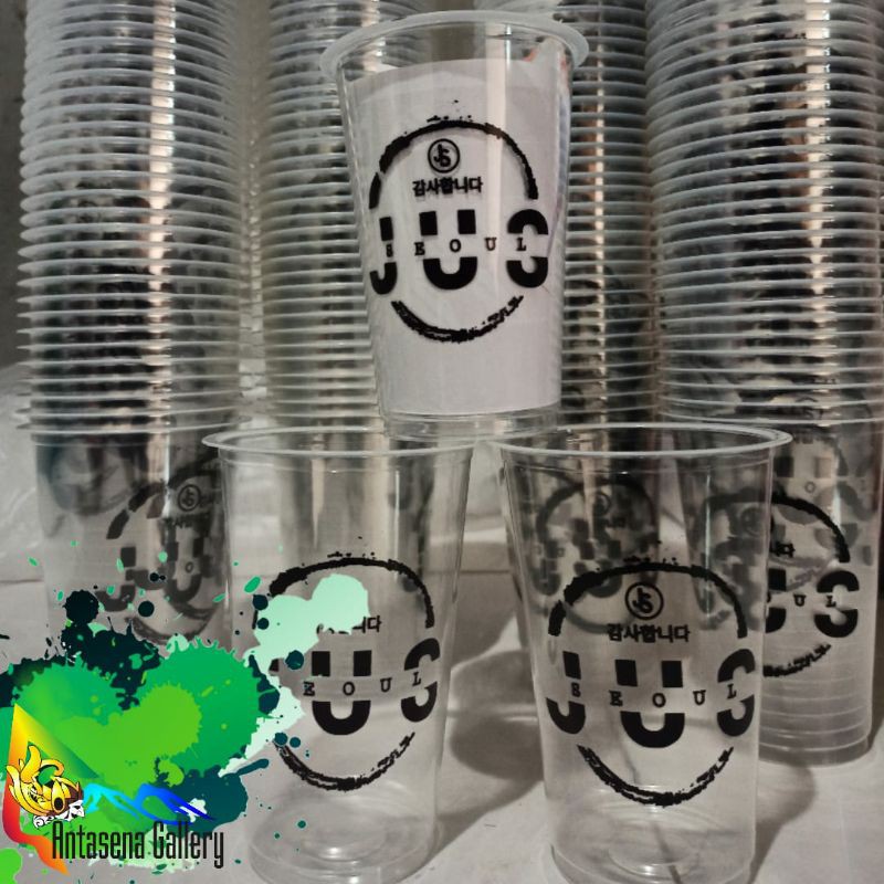 Jual Sablon Plastik Gelas Cup Datar + Tutup Datar 10,12,14,16 oz || Harga per 100 Pcs | Shopee ...