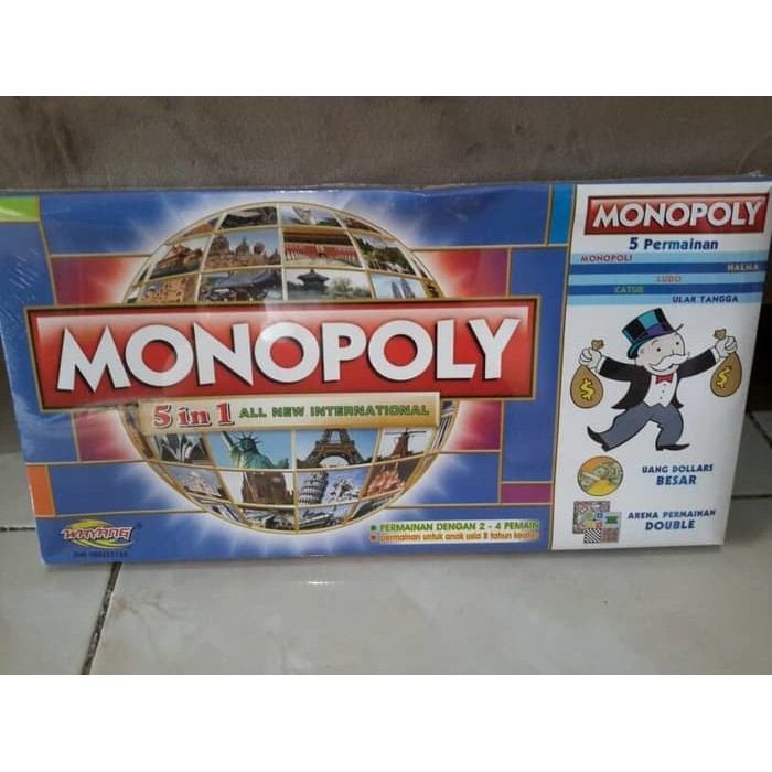 Jual Mainan MONOPOLY 5 IN 1 Monopoli, Halma, Catur, Ular Tangga, Ludo ...
