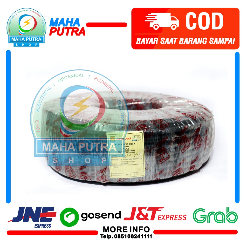 Jual KABEL WARNA HITAM NYY UKURAN 3X2.5MM MERK JEMBO ROLL PANJANG 100 ...
