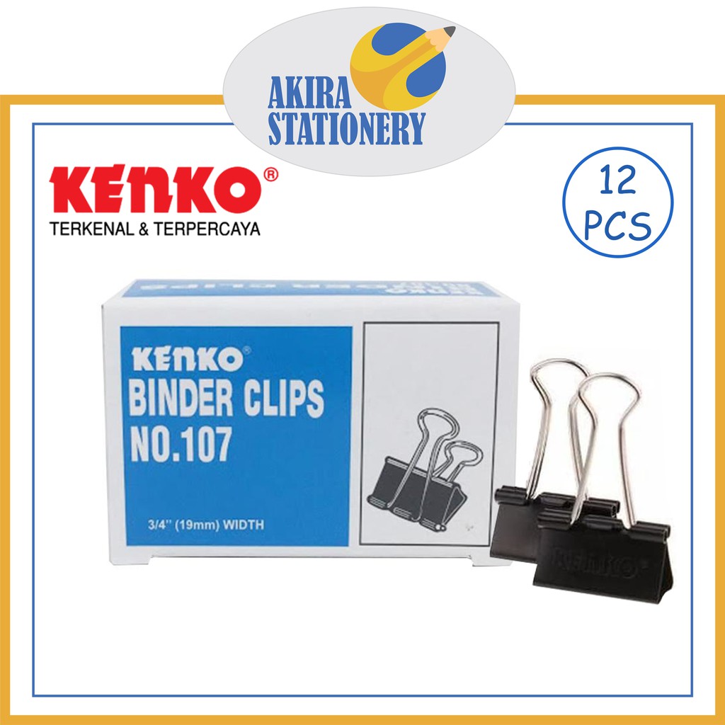 Jual Binder Clips KENKO Nomor 107 / Penjepit Besi Kertas / Klip KENKO ...