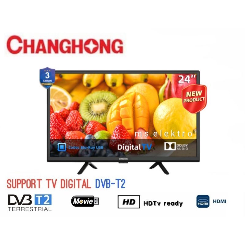 Jual TV LED Changhong 24 inch Digital TV DVBT2 HD USB Movie | Shopee Indonesia