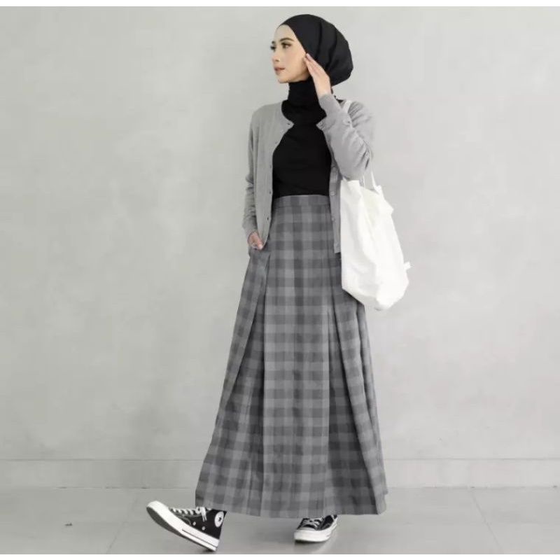 Jual ROK TARTAN KOTAK REMPEL/ROK MUSLIMAH PANJANG | Shopee Indonesia