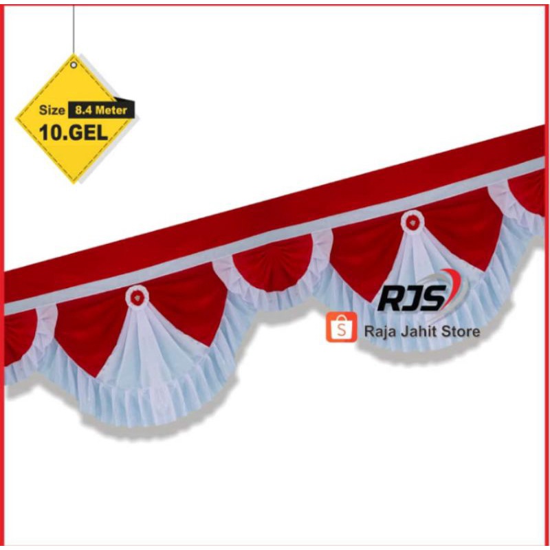 Jual Bendera Background Merah Putih 10 Gelombang/Background Rempel Full Abutay Pelamin/Bendera ...
