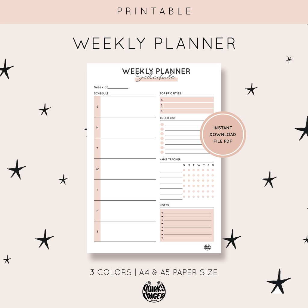 Jual Printable Weekly Planner Minimalist, Schedule, Organizer, To Do ...