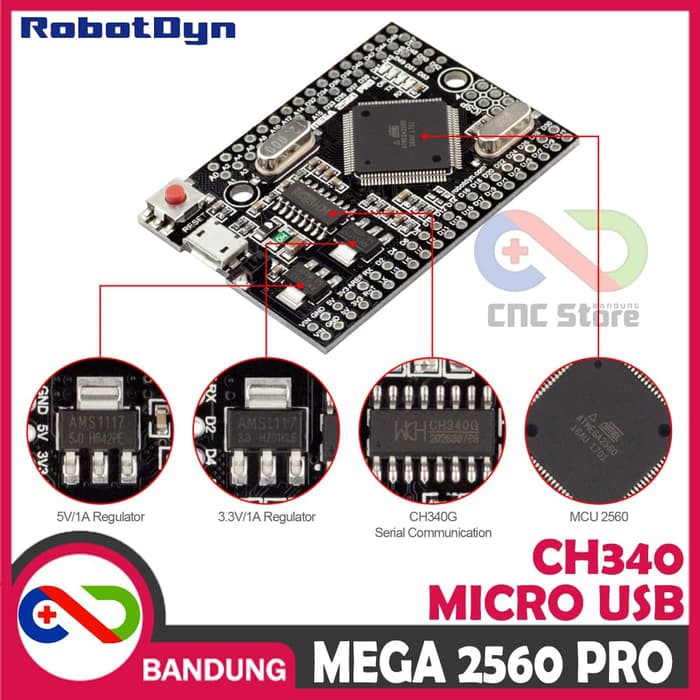 Jual ROBOTDYN ARDUINO MEGA 2560 PRO CH340 MICRO USB | Shopee Indonesia