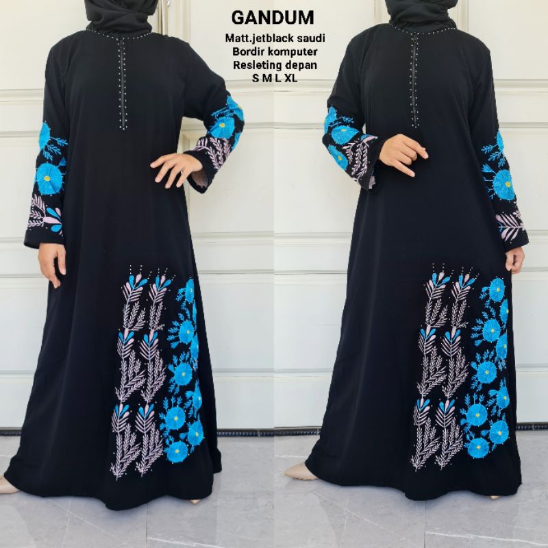 Jual ABAYA GAMIS HITAM BORDIR GANDUM BUSUI BY SABELLA ABAYA BANGIL ...