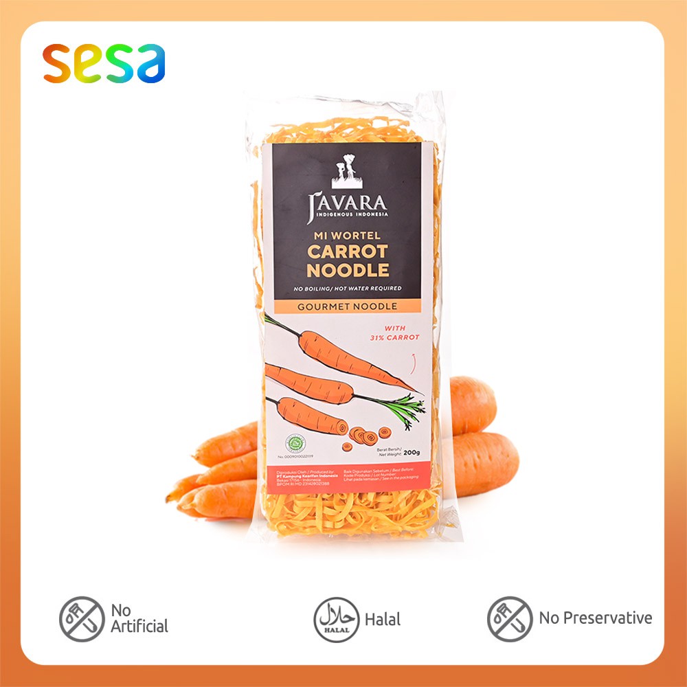 Jual JAVARA Carrot Noodle 200gr - Mie Wortel Sehat | Shopee Indonesia